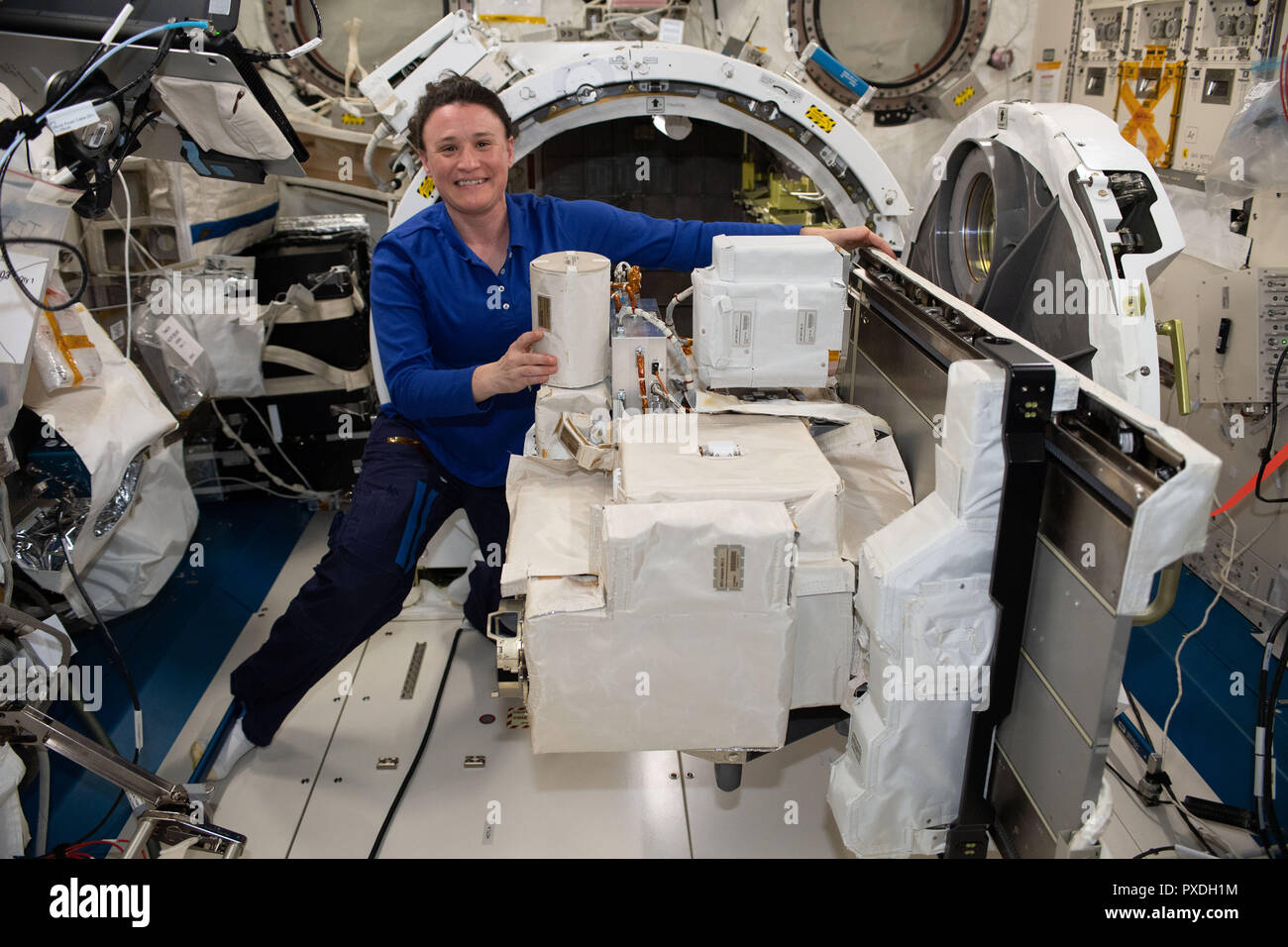 NASA astronaut Serena Aunon-Chancellor works inside the Japanese Kibo ...