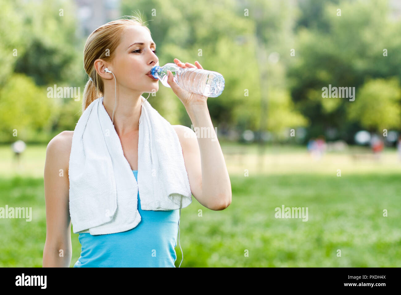Refreshment after exercise Stock Photo - Alamy