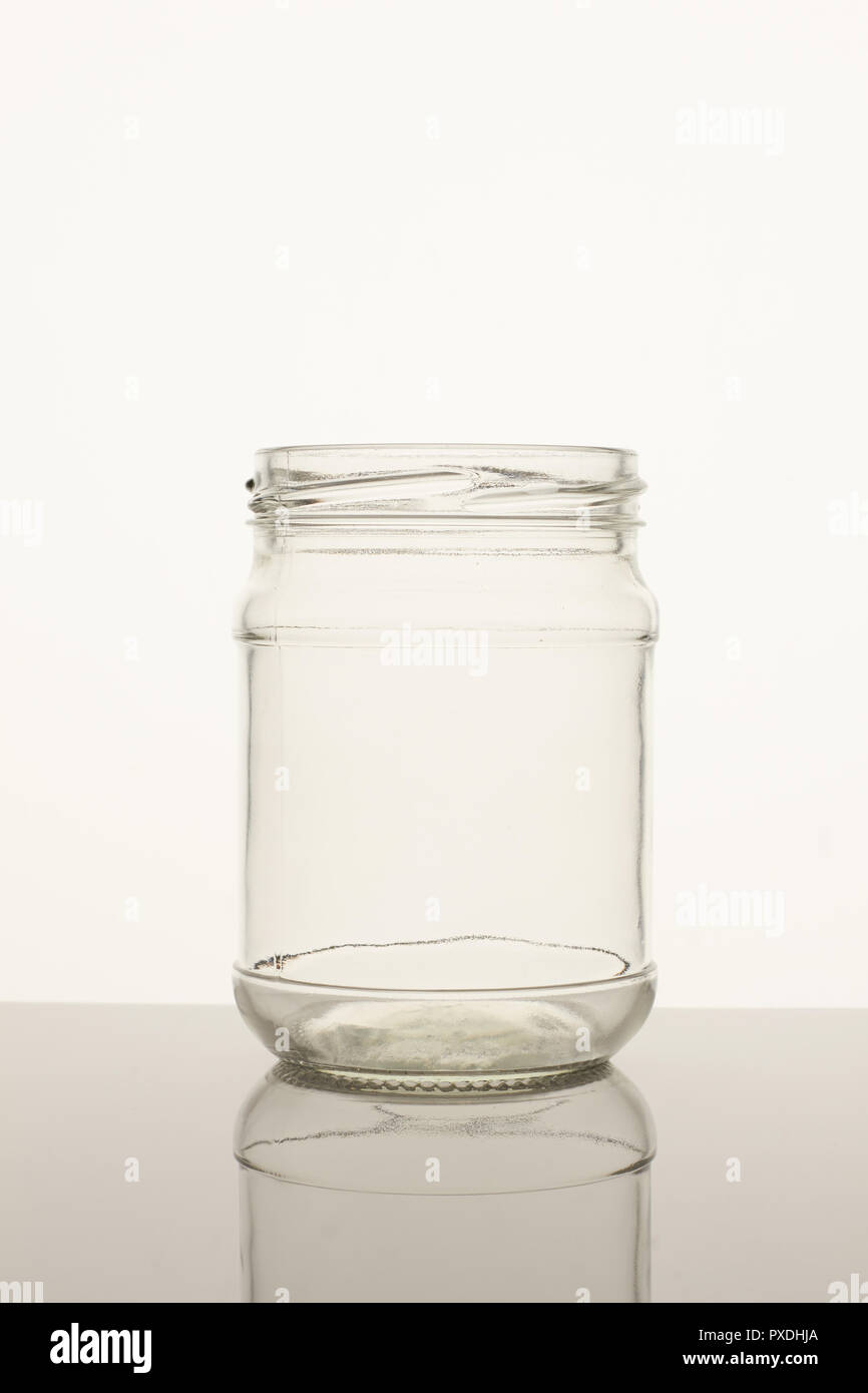 Empty transparent glass pot Stock Photo - Alamy