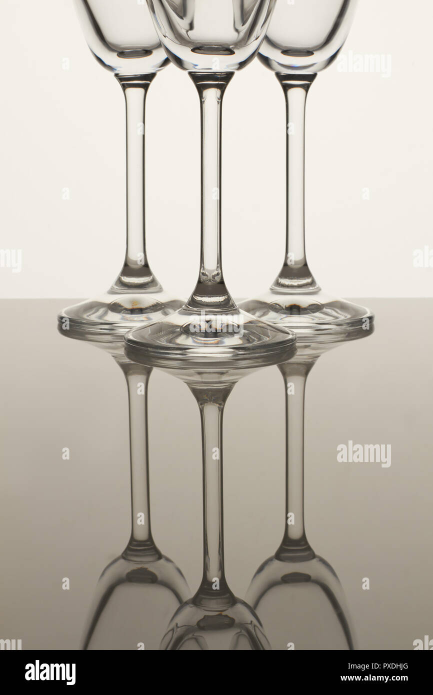 Champagne goblets and reflecting surface Stock Photo - Alamy