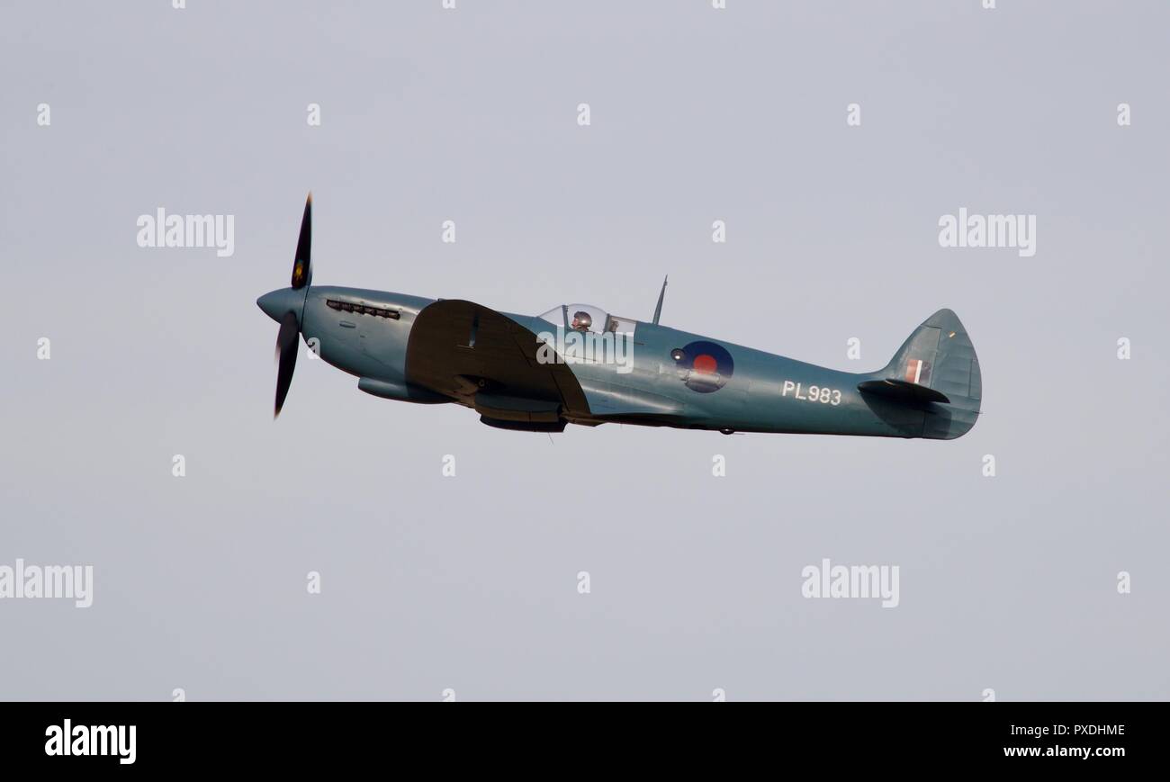 Supermarine Spitfire PRXI PL983 (G-PRXI) flying at Shuttleworth Race ...