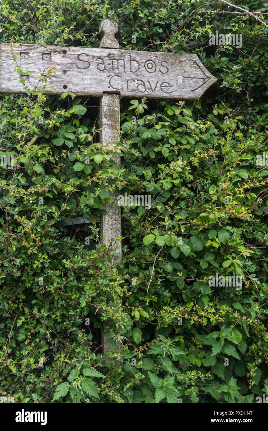 Direction sign to the grave of an 18th Century West Indian negro slave ...