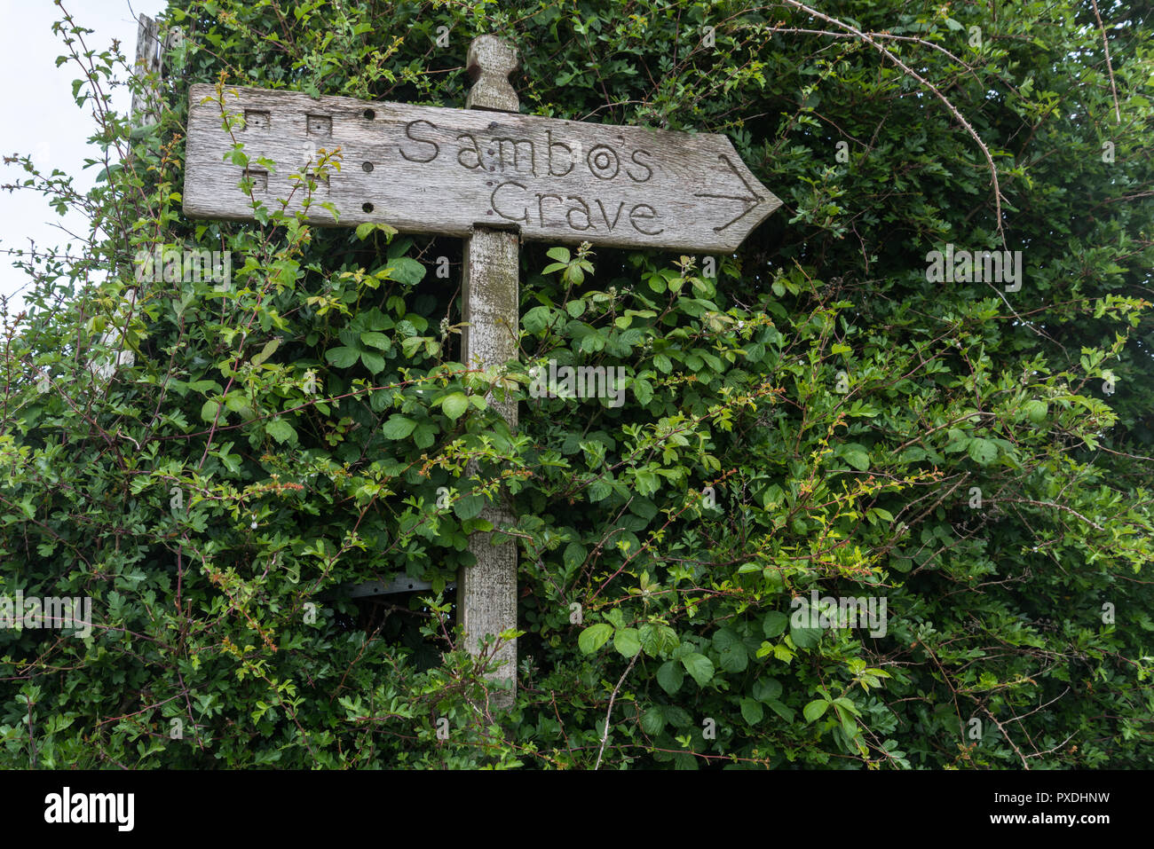 Direction sign to the grave of an 18th Century West Indian negro slave ...