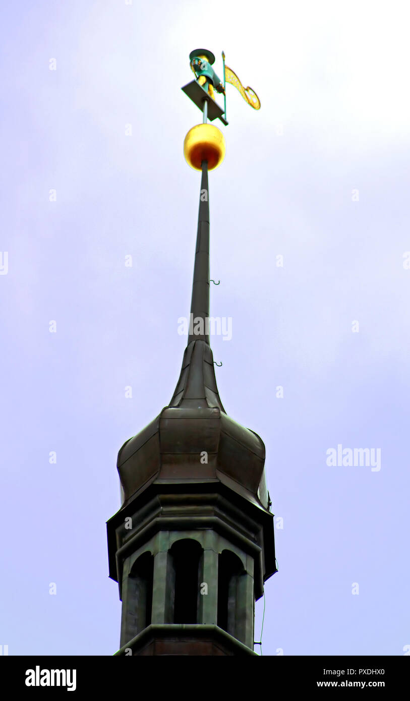 The Old Thomas, the symbol of Tallinn city, on the Tallinn Town Hall in ...