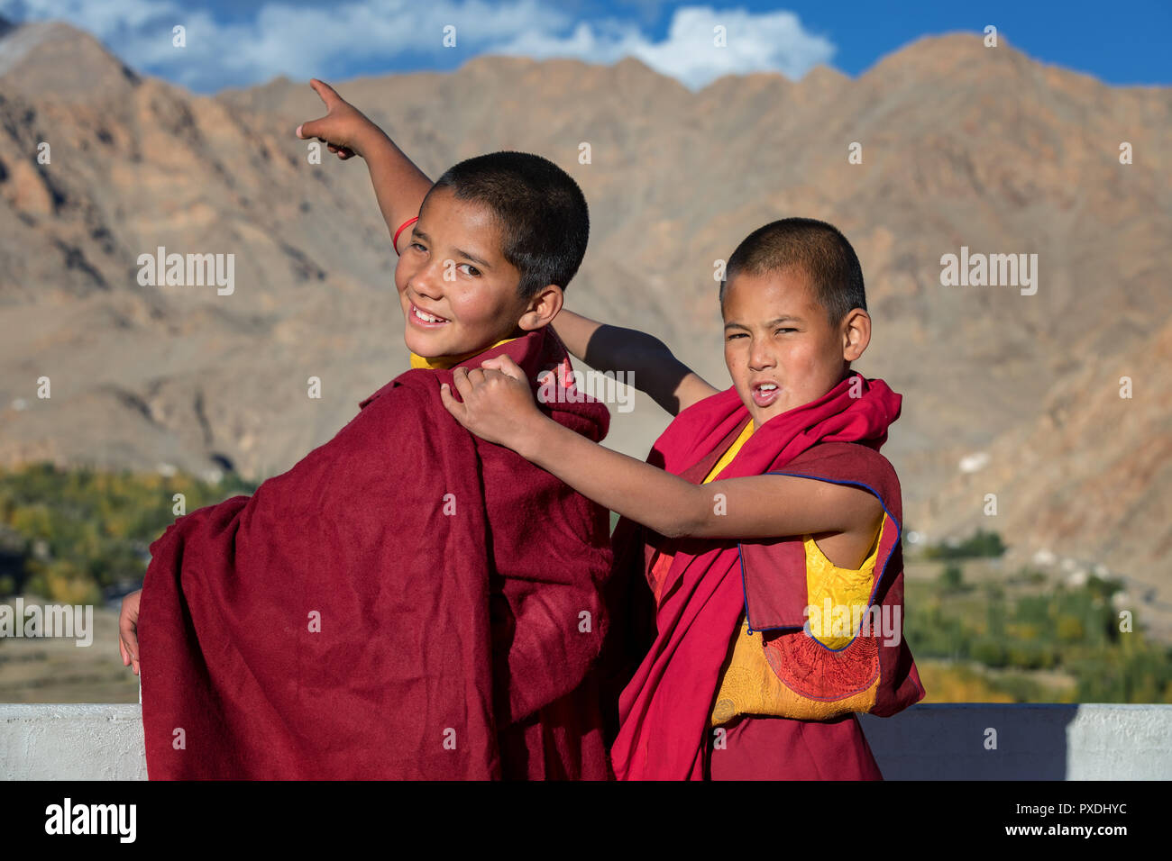 To young monks watching the mountains, Phyang Monastery, Phyang (or ...