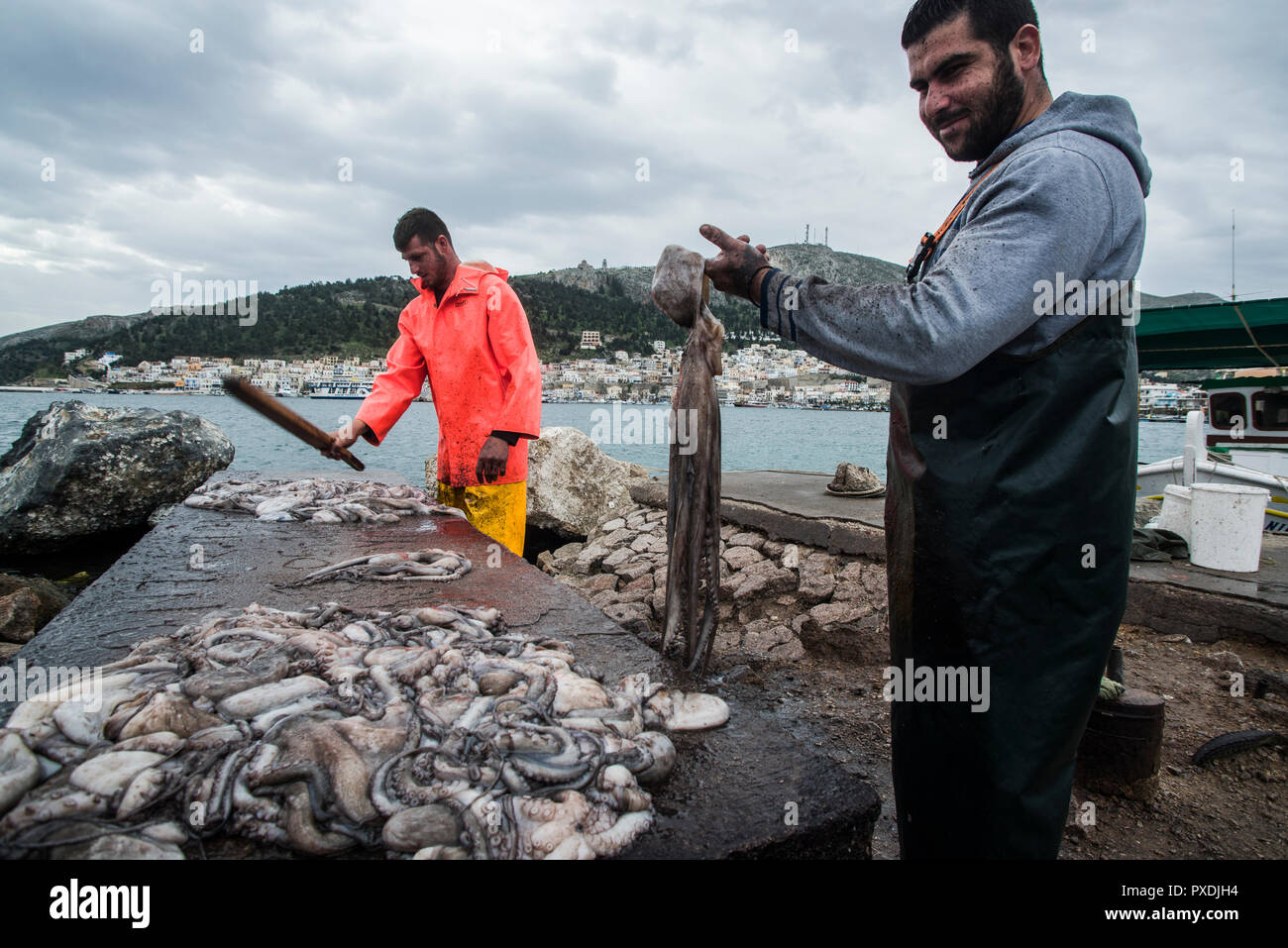 europe, greece, dodecanese, kalymnos, island, pothia, town, port ...