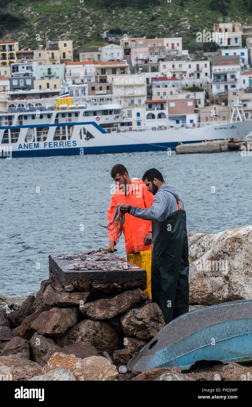 europe, greece, dodecanese, kalymnos, island, pothia, town, port ...