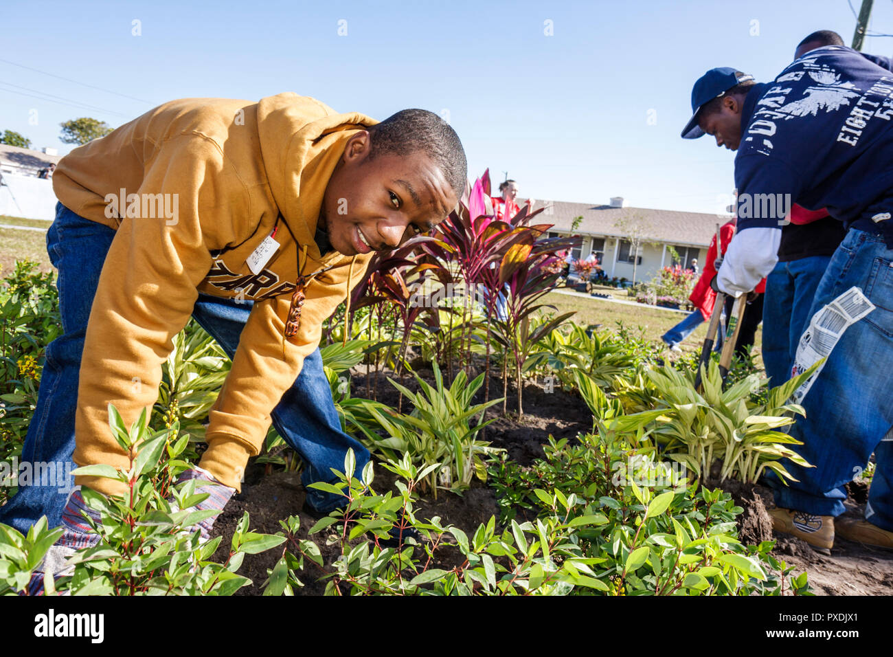 Teens working community garden hi-res stock photography and images - Alamy