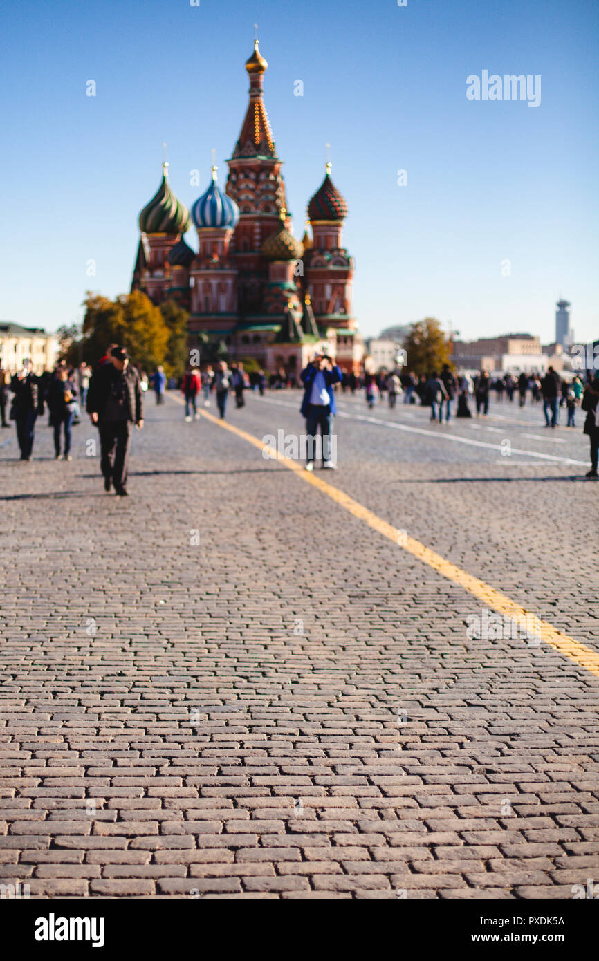 October 11, 2018. Moscow Red Square, view of St. Basil's Cathedral ...