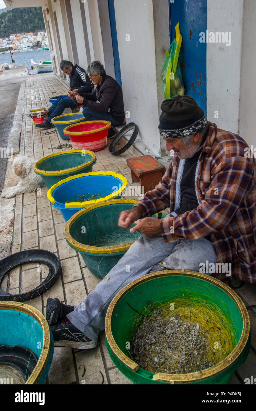 europe, greece, dodecanese, kalymnos, island, pothia, town, port ...