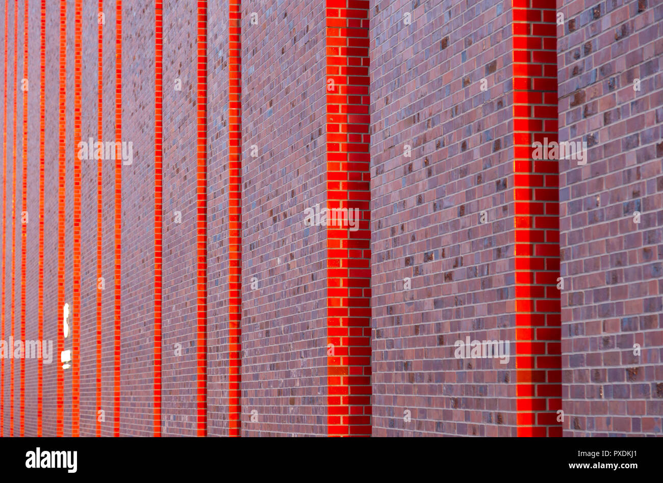 Katowice, Poland: modern brick wall façade of Polish National Radio ...