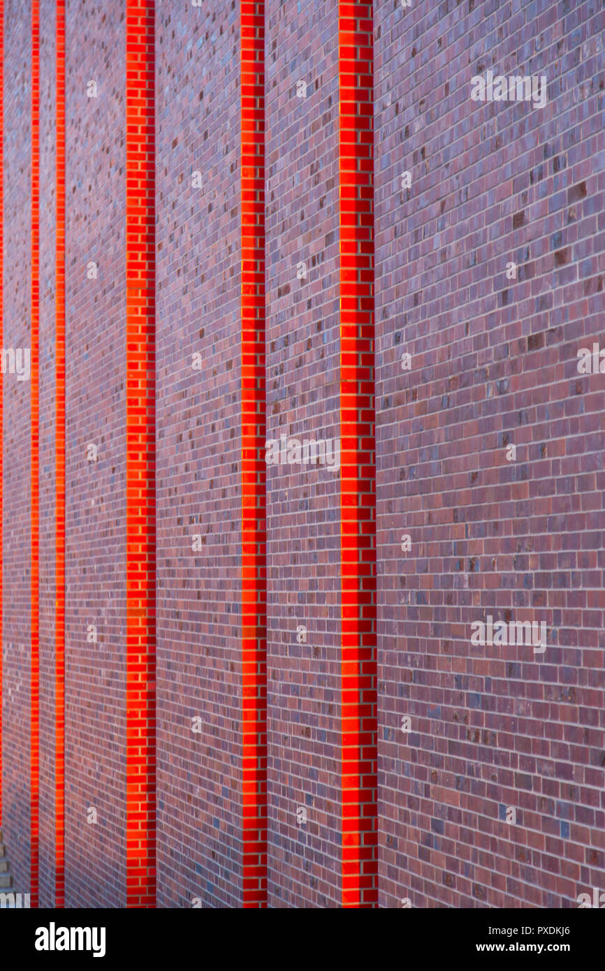 Katowice, Poland: modern brick wall façade of Polish National Radio ...