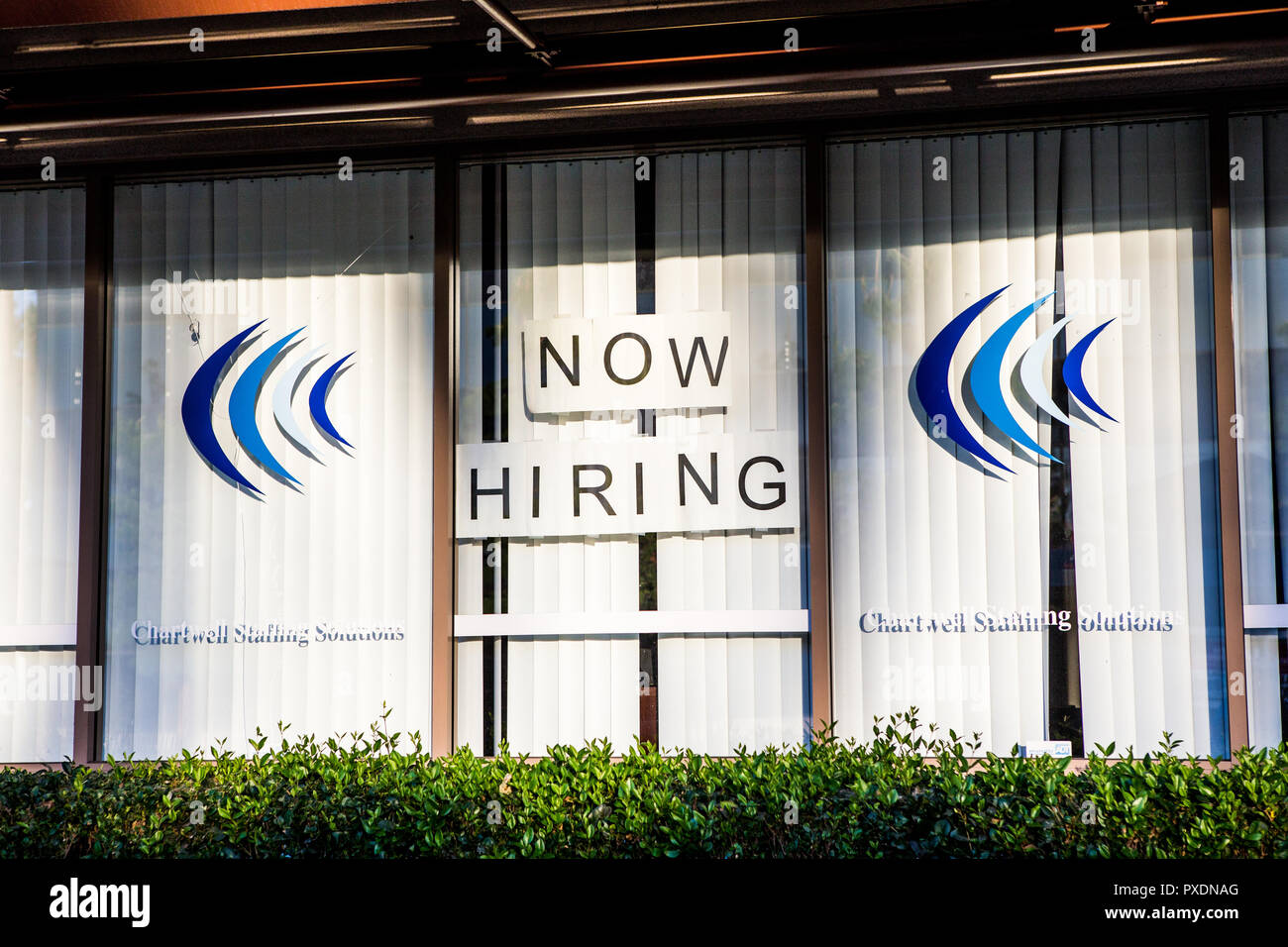 The building and exterior sign in Santa Ana, California, USA of a ...