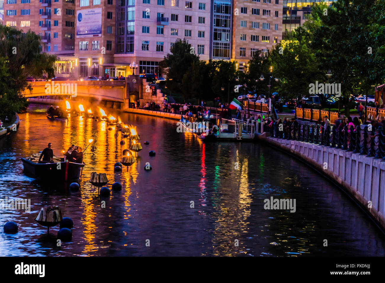 Gondola WaterFire Providence, Rhode Island, USA Stock Photo - Alamy