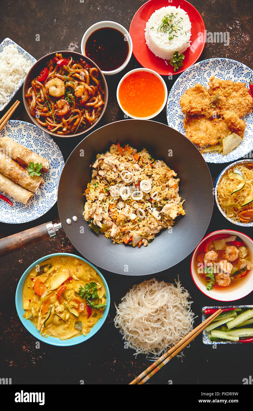 Chinese food set. Asian style food concept composition Stock Photo - Alamy