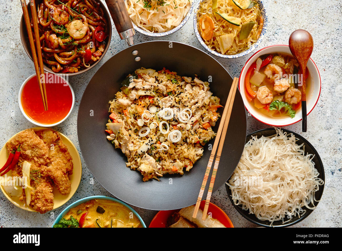 Chinese food set. Asian style food concept composition Stock Photo - Alamy