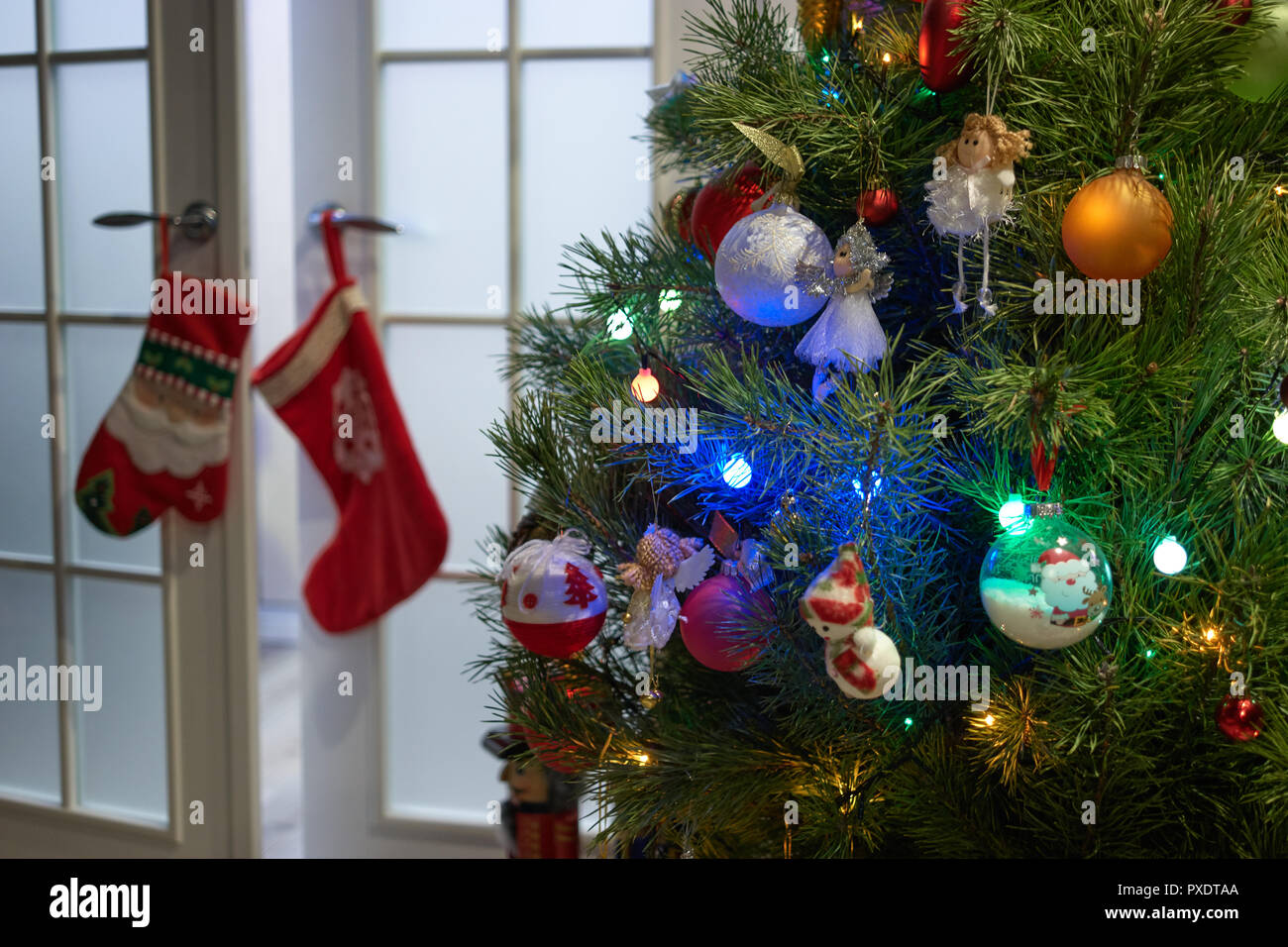 Christmas tree stylish decor indoors Stock Photo - Alamy