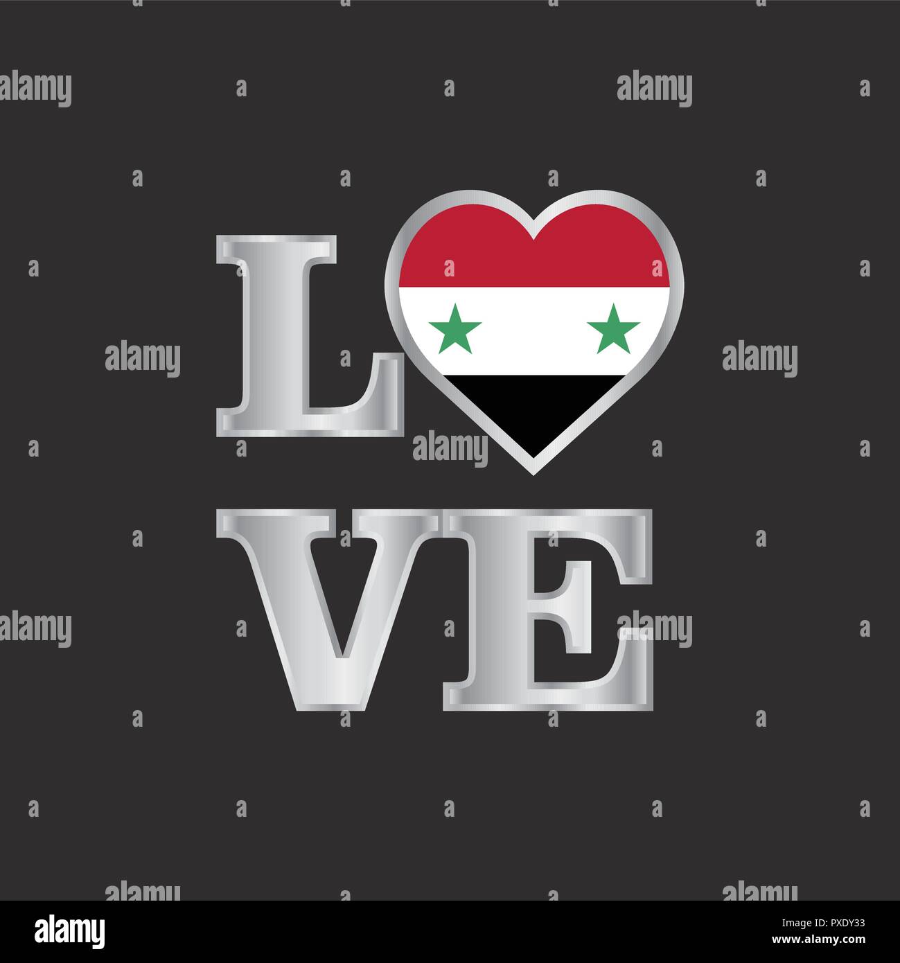 Love typography Syria flag design vector beautiful lettering Stock ...