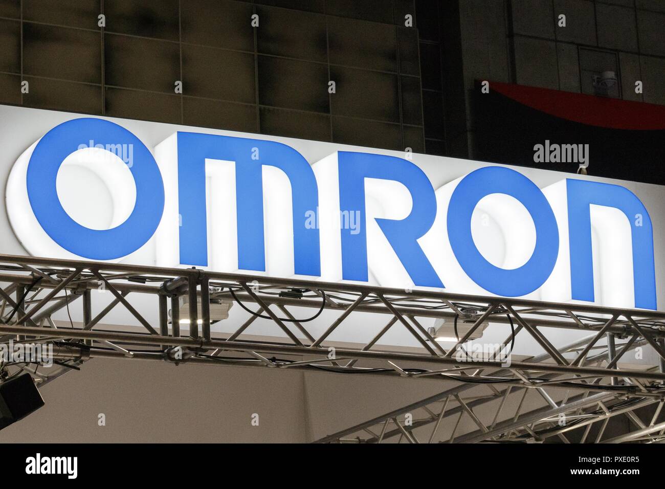 Tokyo, Japan. 21st Oct, 2018. A logo of Omron on display during the ...