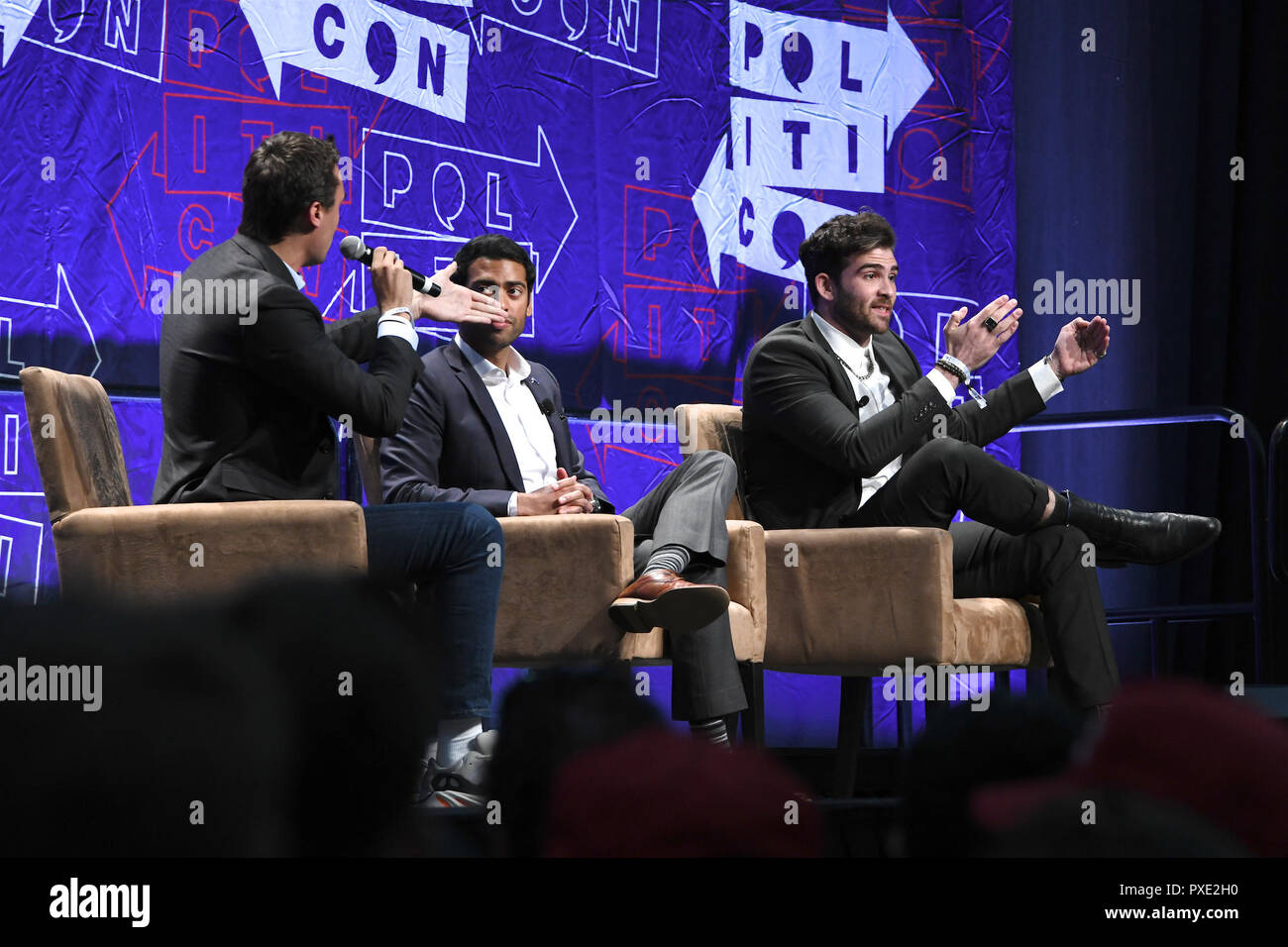 Los Angeles, USA. 20th Oct, 2018. (L-R) Charlie Kirk, Steven Olikara ...