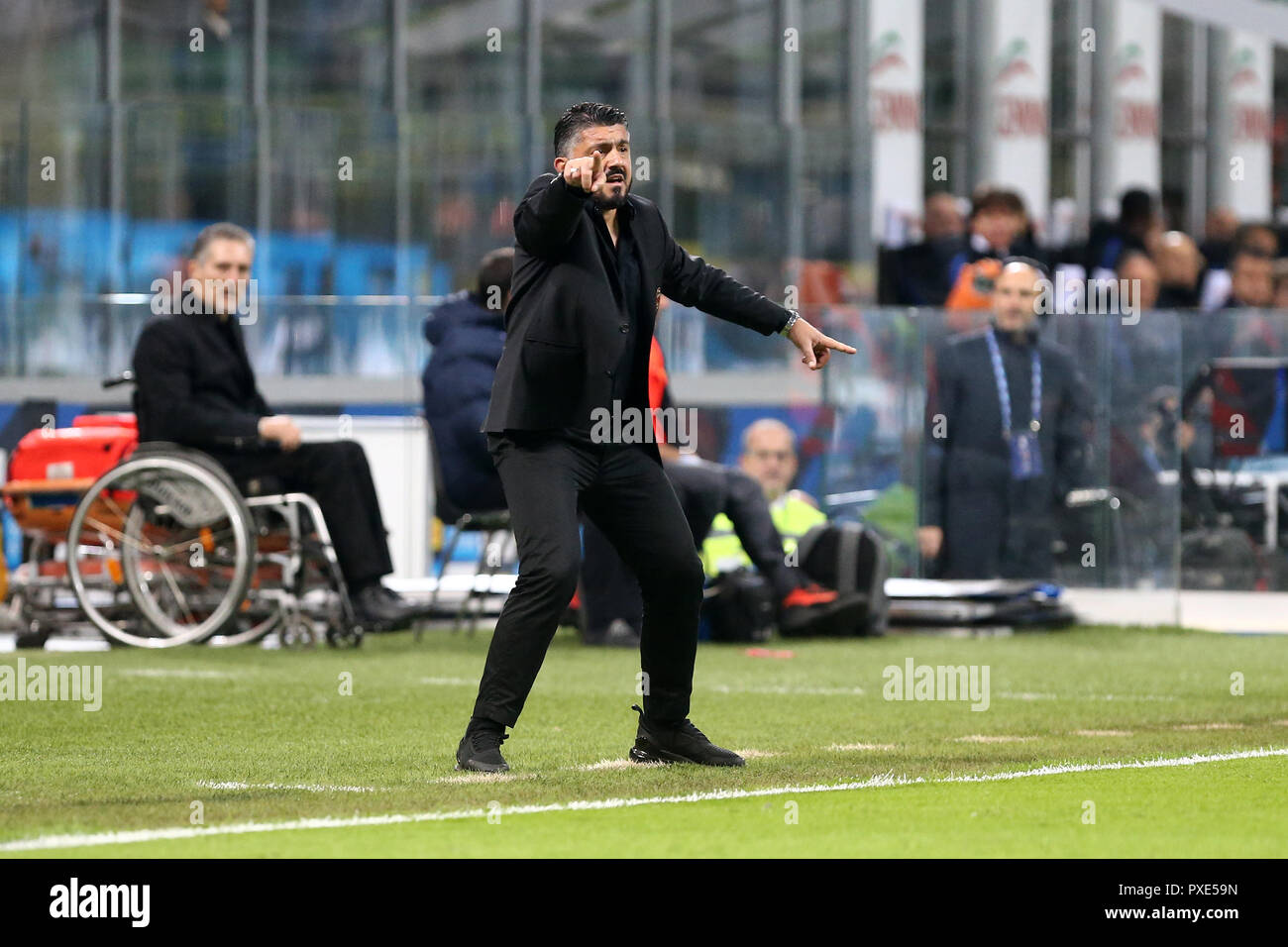 Milan, Italy. 21st October 2018. Gennaro Gattuso, head coach of Ac ...