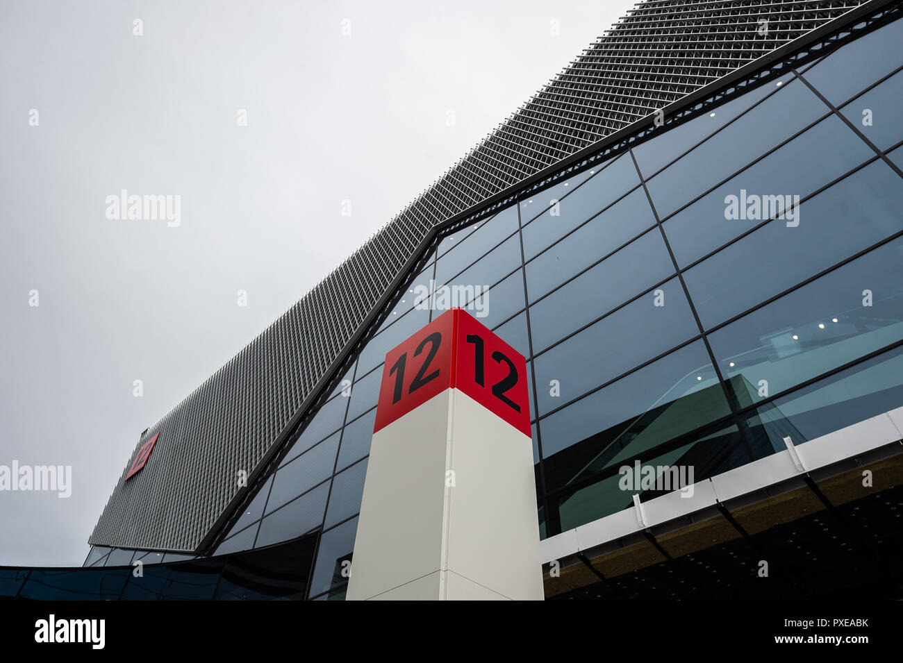 Frankfurt Main, Germany. 22nd Oct, 2018. Exterior view of Hall 12. The ...
