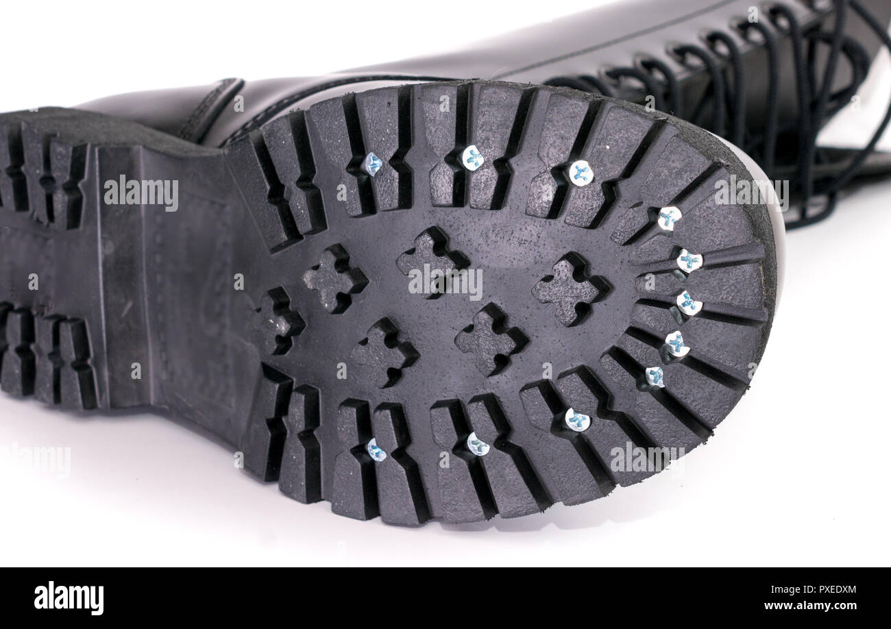 Tall knee high black combat fashion goth punk oi boots with screwed on ...