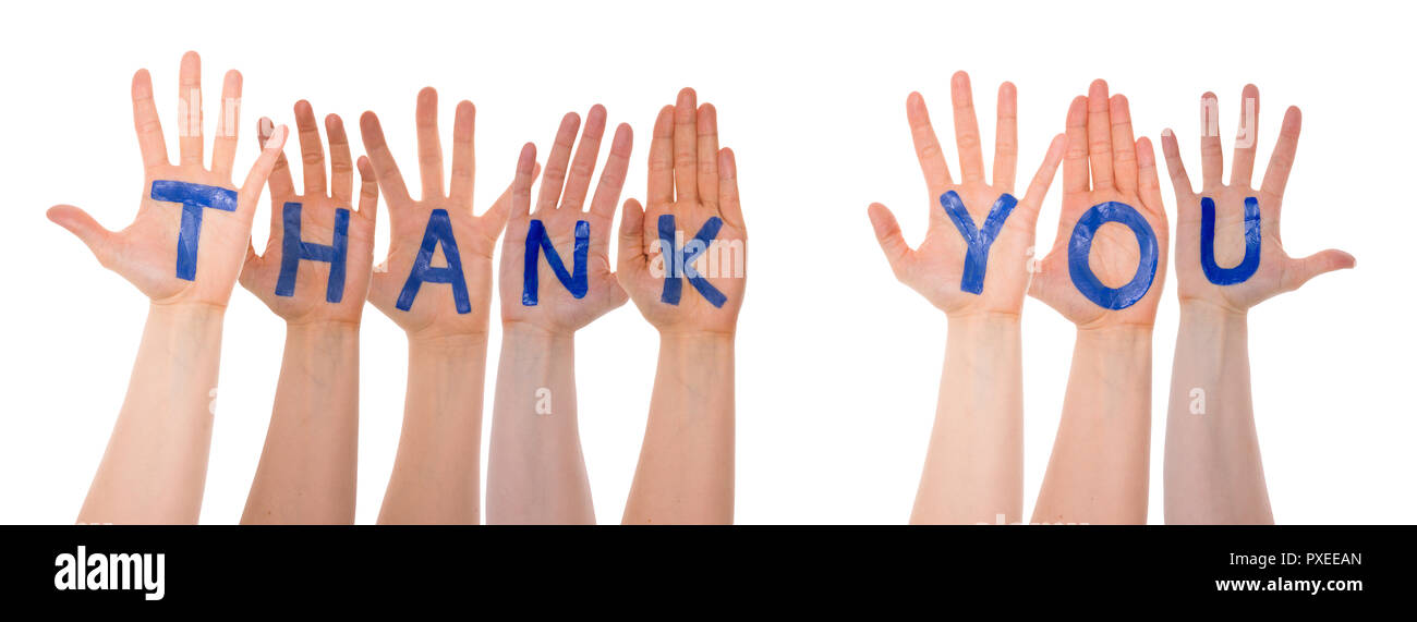 Many Hands Building English Word Thank You, Isolated Stock Photo - Alamy