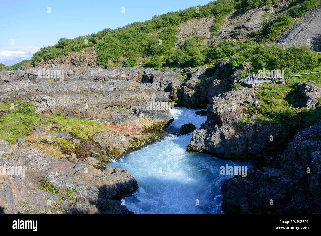 Hike to the hidden Barnafoss waterfalls in Iceland Stock Photo - Alamy