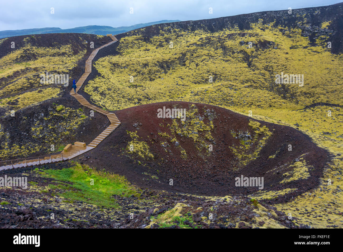 View of the Grabrok Crater of the volcano near Borgarnes, Iceland Stock ...