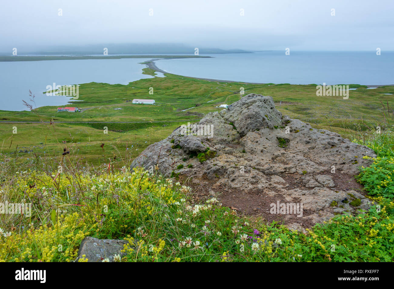 Bird's eye view of the Trollaskagi peninsula in North Iceland Stock ...