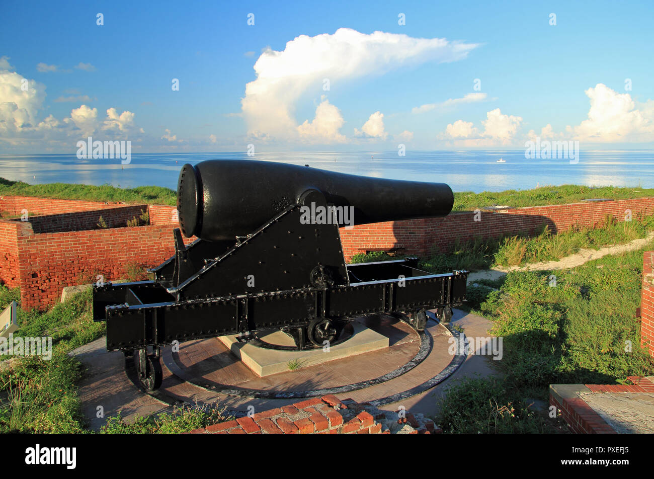 A 15-Inch Rodman Civil War era artillery piece stands guard over a Fort ...