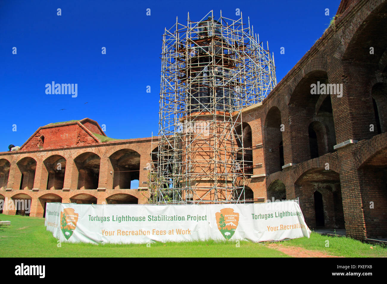 The Garden Key Lighthouse, which sits atop one of the bastions of Fort ...