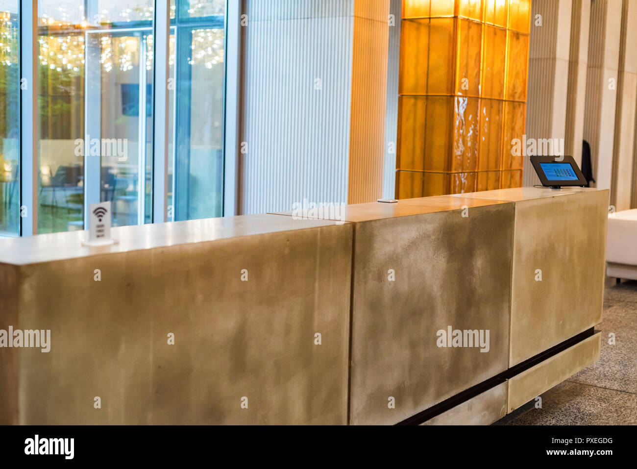 Interior of modern reception area in business building Stock Photo - Alamy