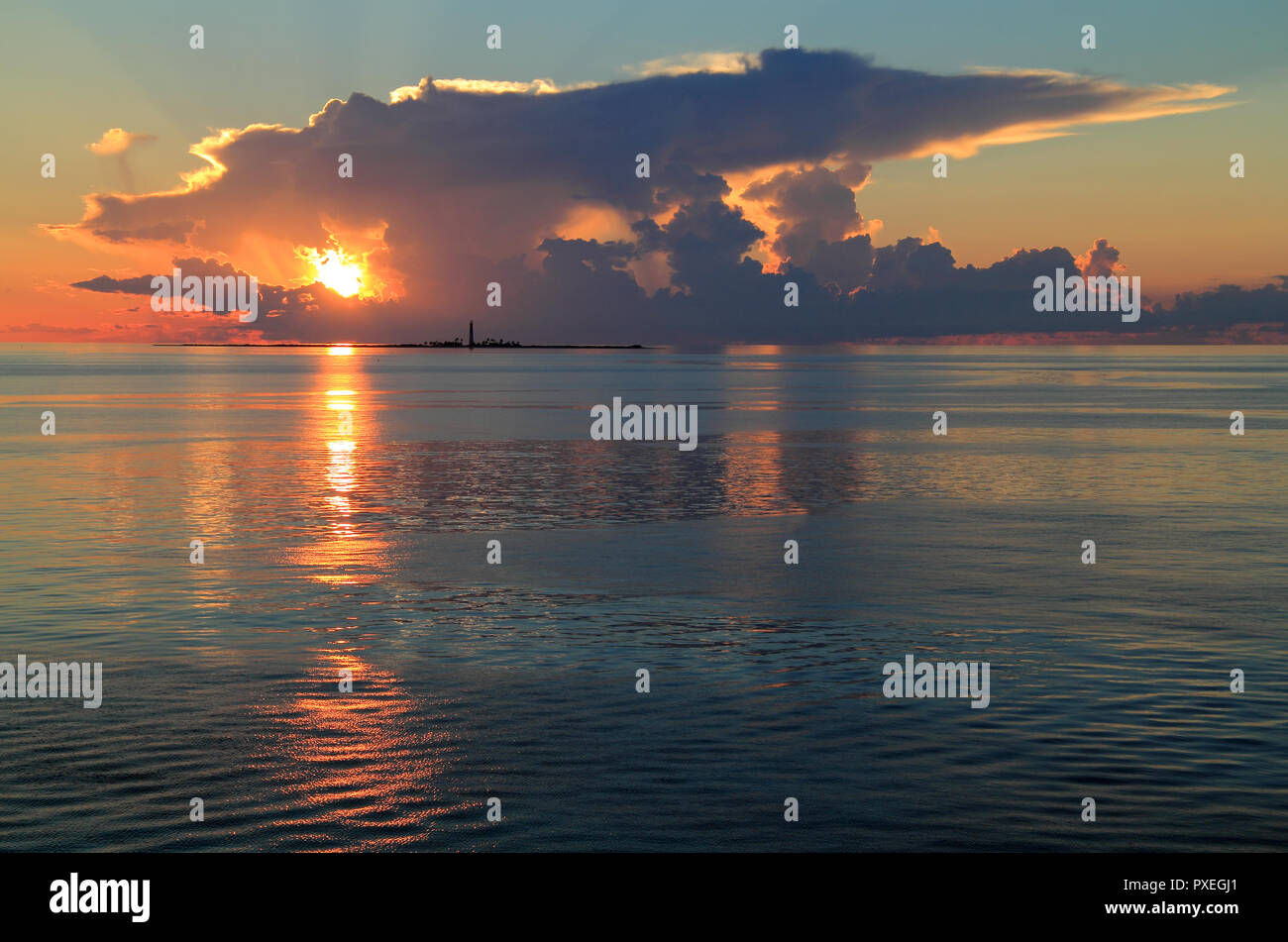 The sun sets over Loggerhead Key in Dry Tortugas National Park, which ...