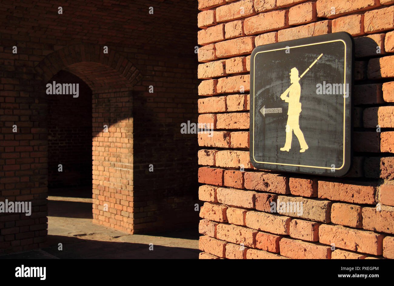 A sign posted inside Fort Jefferson provides orientation to visitors ...