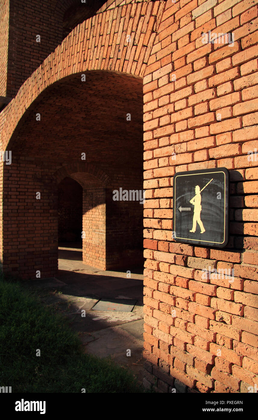 A sign posted inside Fort Jefferson provides orientation to visitors ...