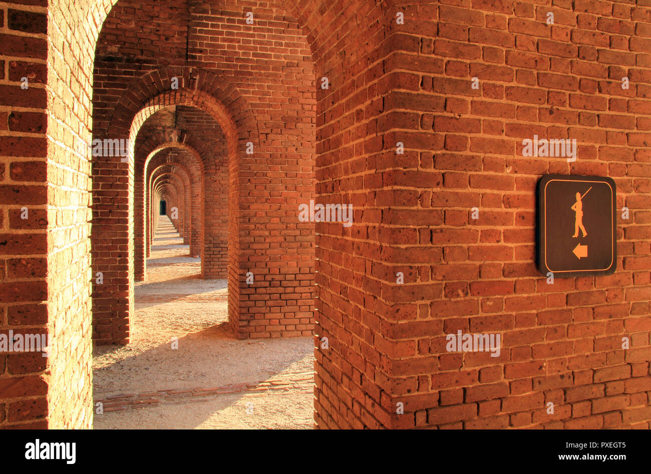 A sign posted inside Fort Jefferson provides orientation to visitors ...