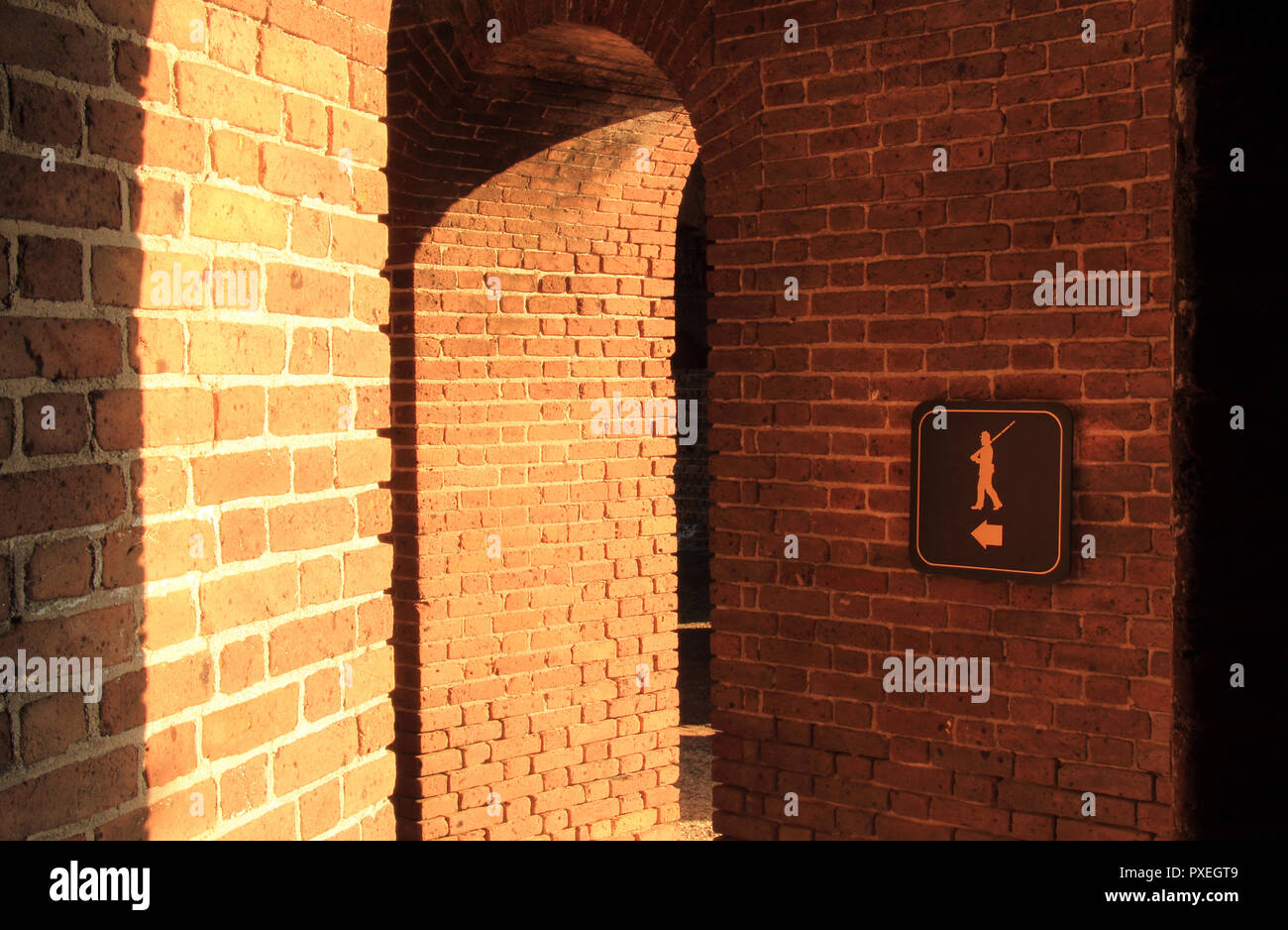 A sign posted inside Fort Jefferson provides orientation to visitors ...