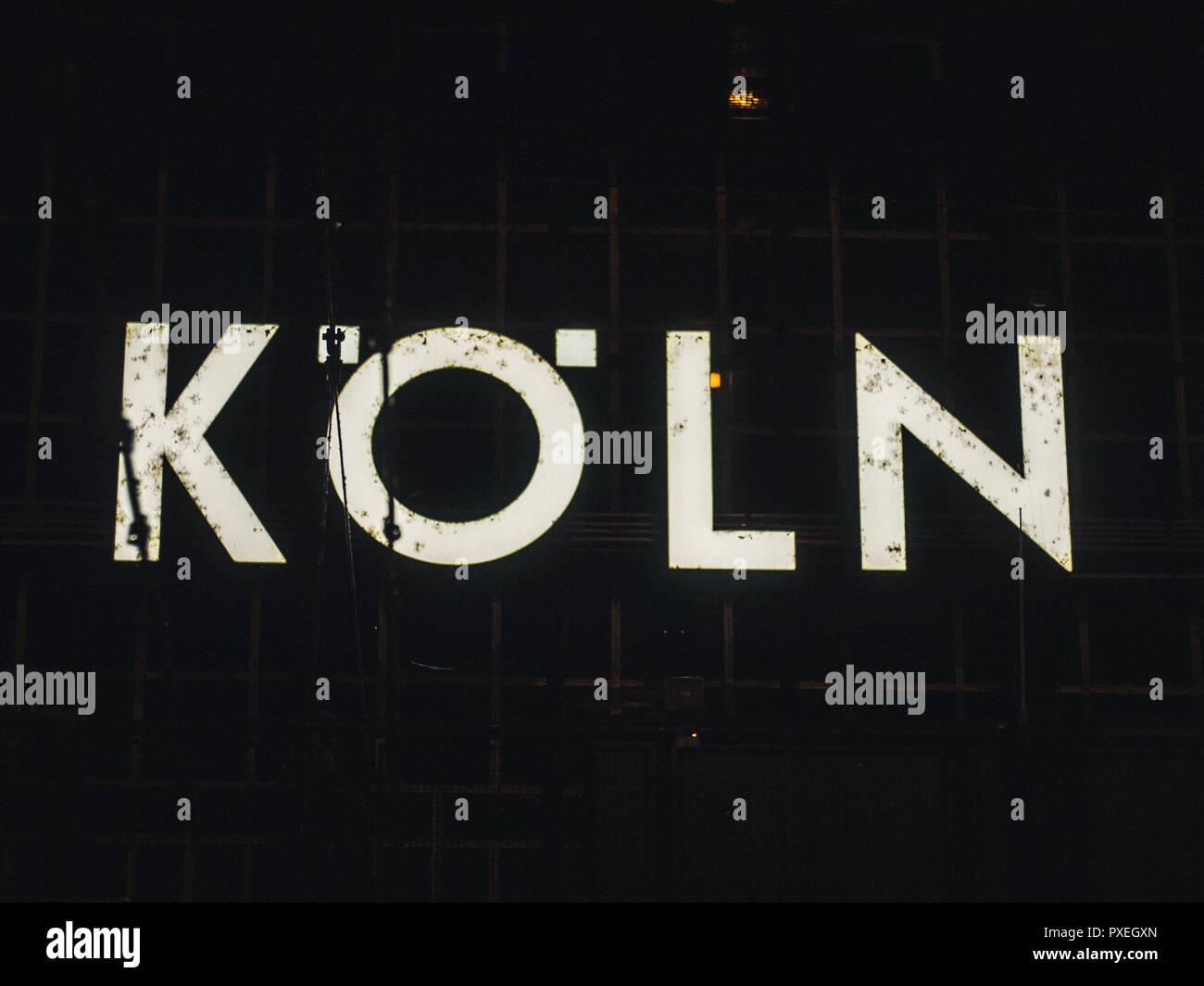 Illuminated Letters saying "Köln" at Cologne central Station Stock ...