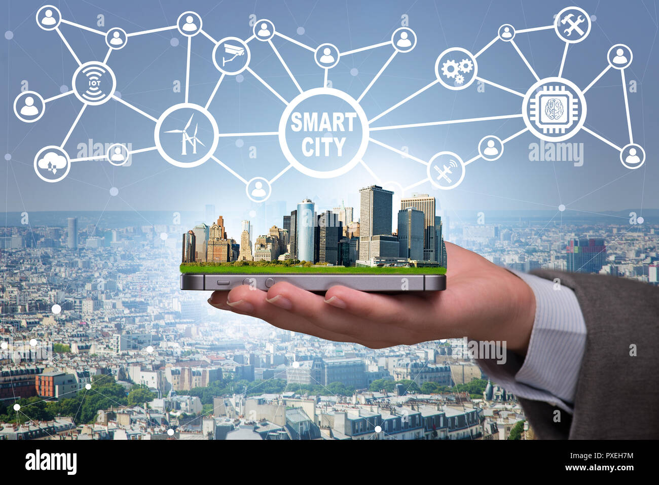 Smart city in innovation concept Stock Photo - Alamy