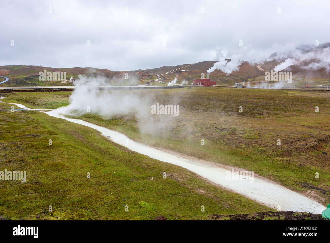 Krafla Geothermal Power station in North Iceland, where water ...