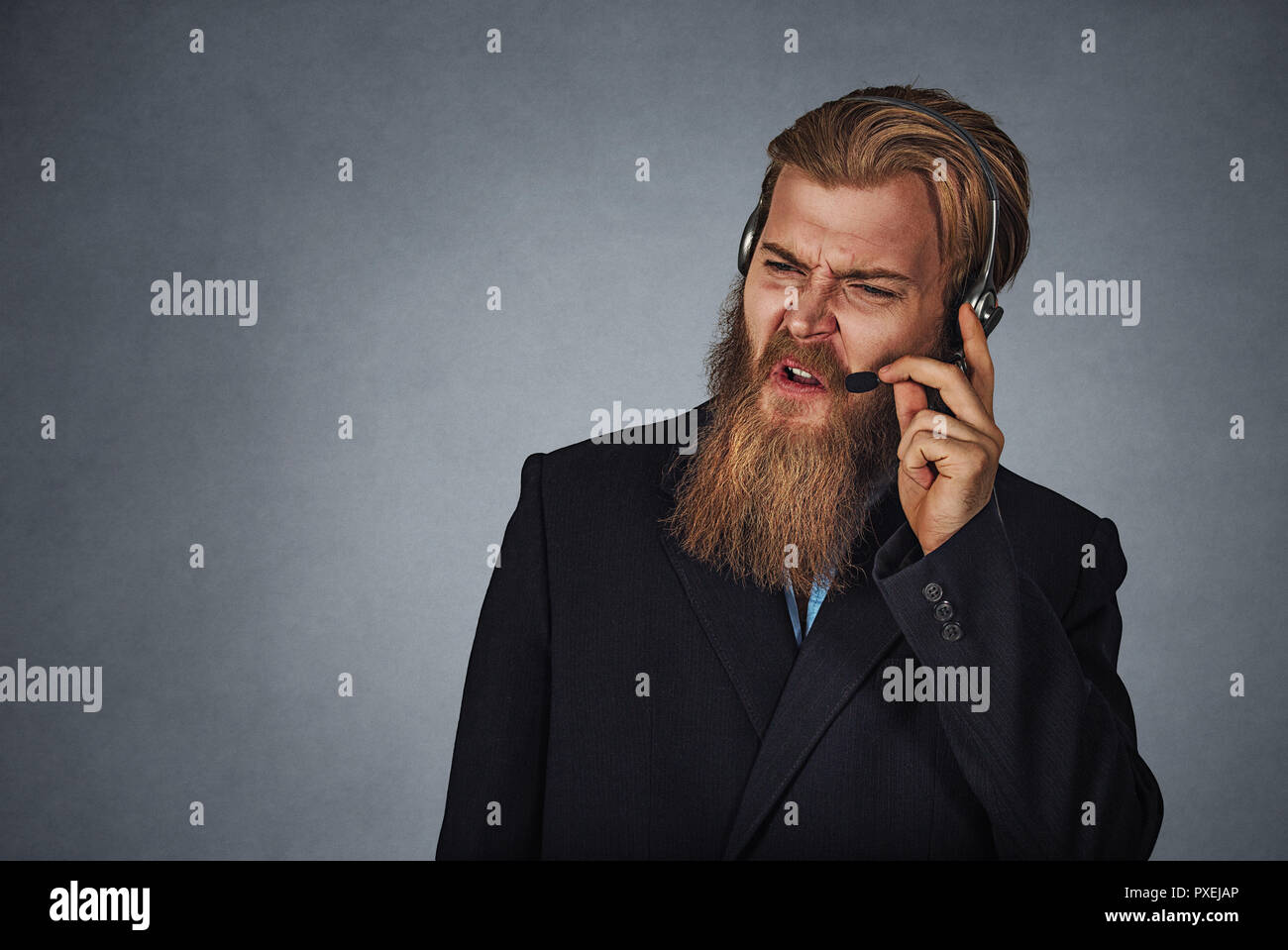 Angry man mustache black beard hi-res stock photography and images - Alamy