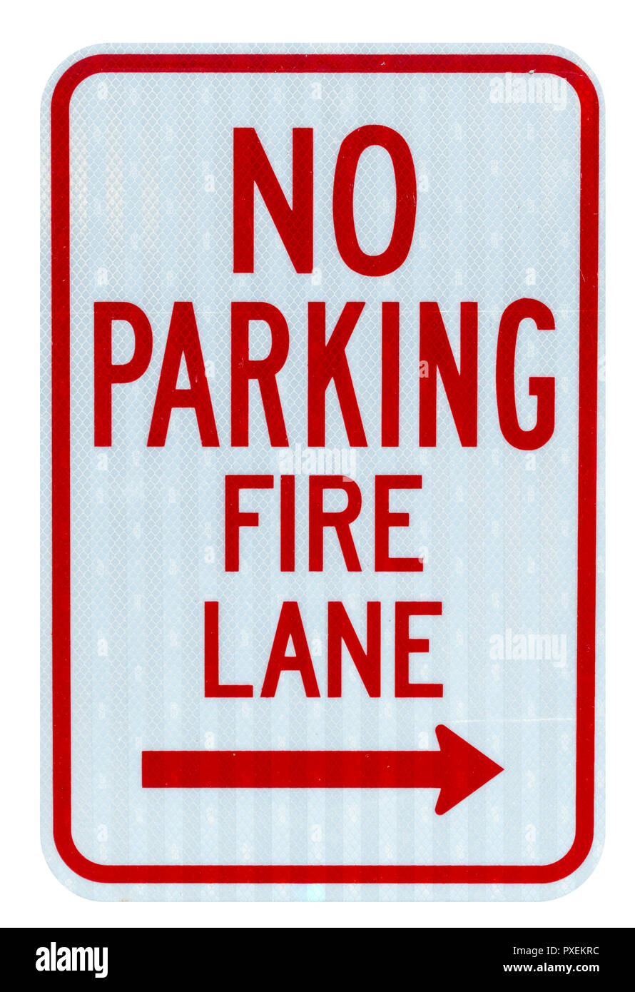 Isolated no parking fire lane sign on white background Stock Photo - Alamy