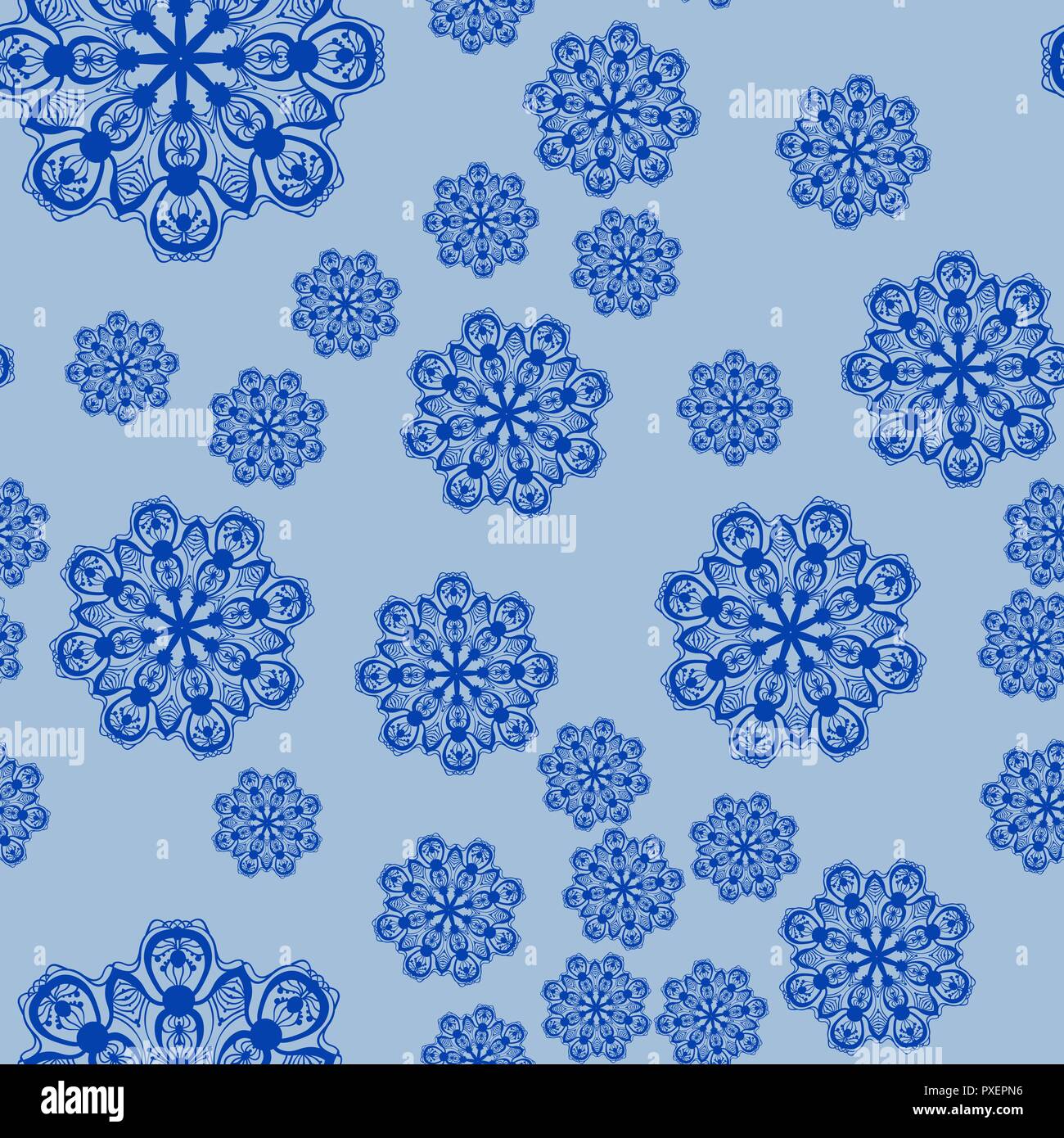 Stylized snowflakes falling down, seamless tile for Christmas wrapping ...