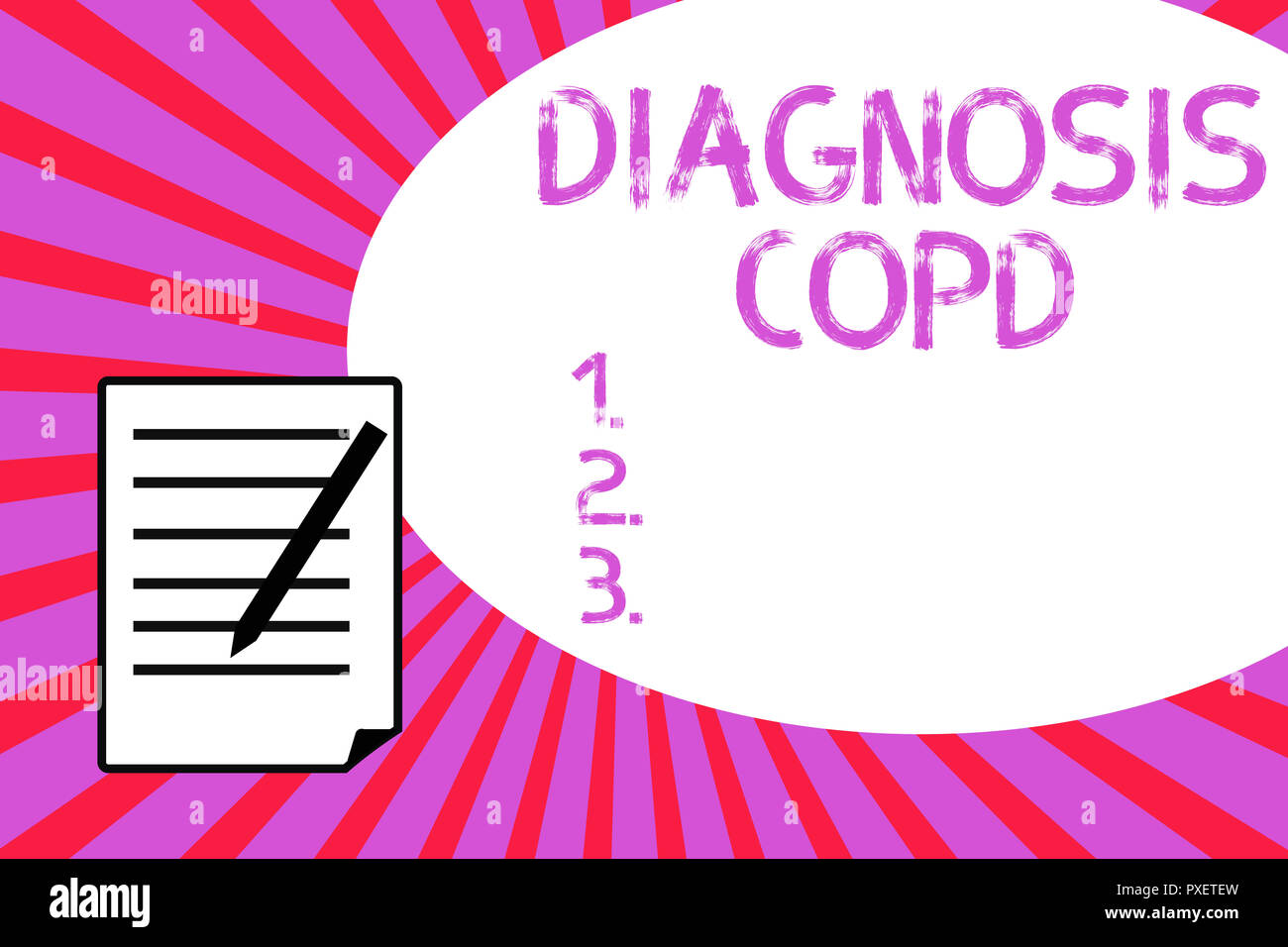 Handwriting text writing Diagnosis Copd. Concept meaning obstruction of ...