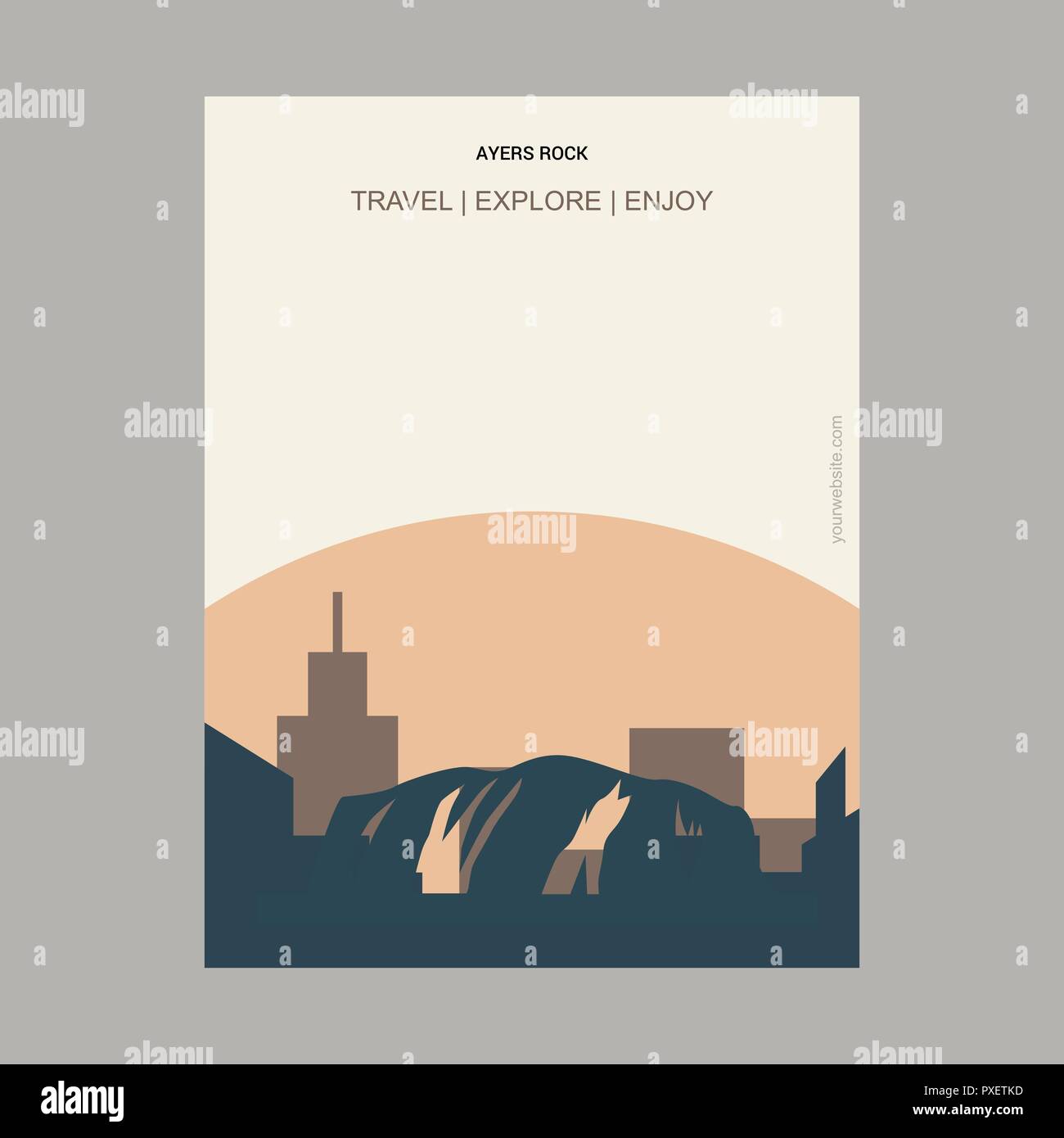 Ayers Rock, Australia Vintage Style Landmark Poster Template Stock ...
