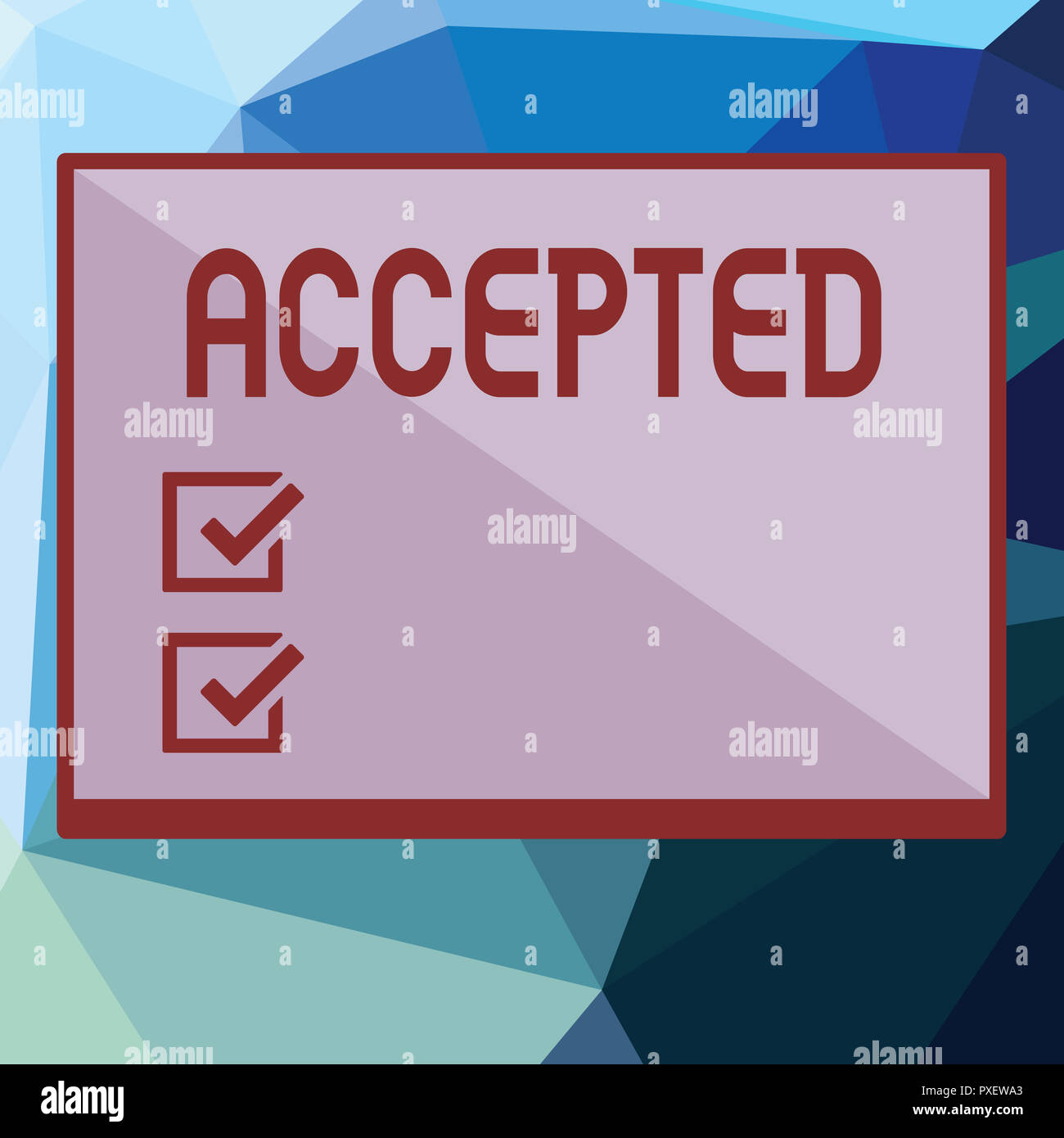 Writing note showing Accepted. Business photo showcasing Agree to do or ...