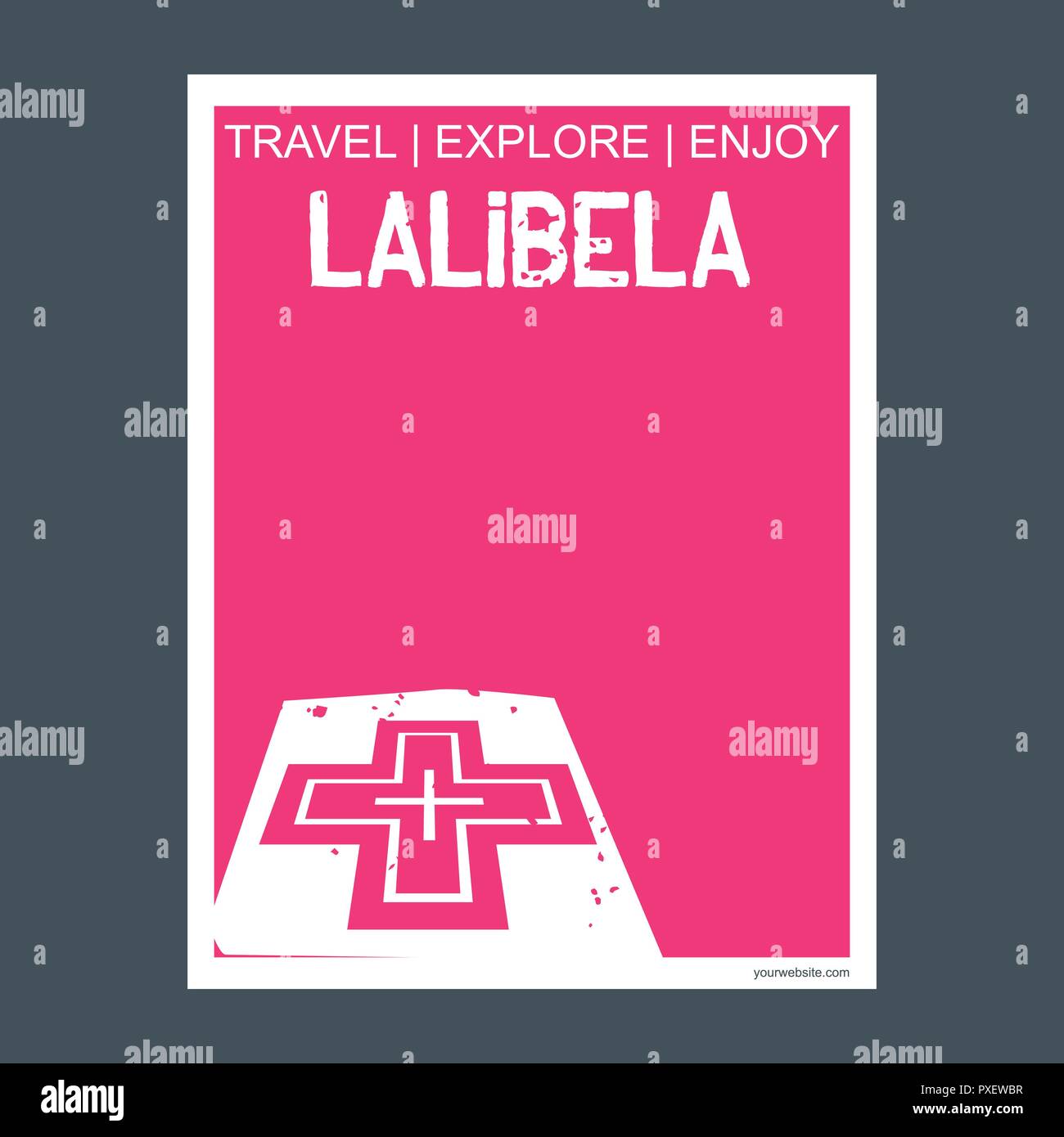 Lalibela, Ethiopia monument landmark brochure Flat style and typography ...