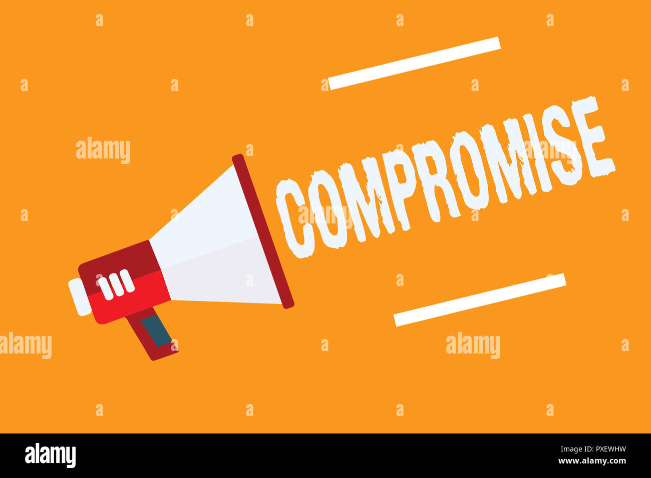 Conceptual hand writing showing Compromise. Business photo text Come to ...